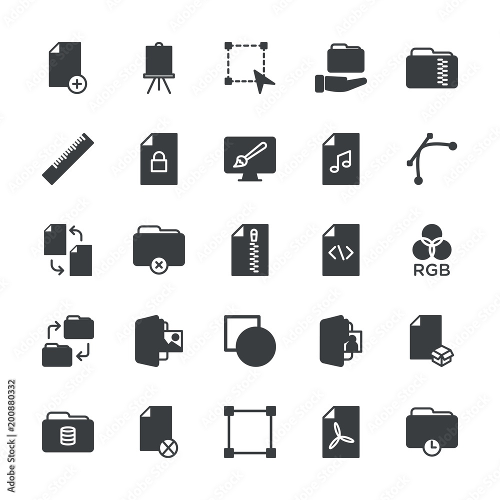 Modern Simple Set of folder, files, design Vector fill Icons ...