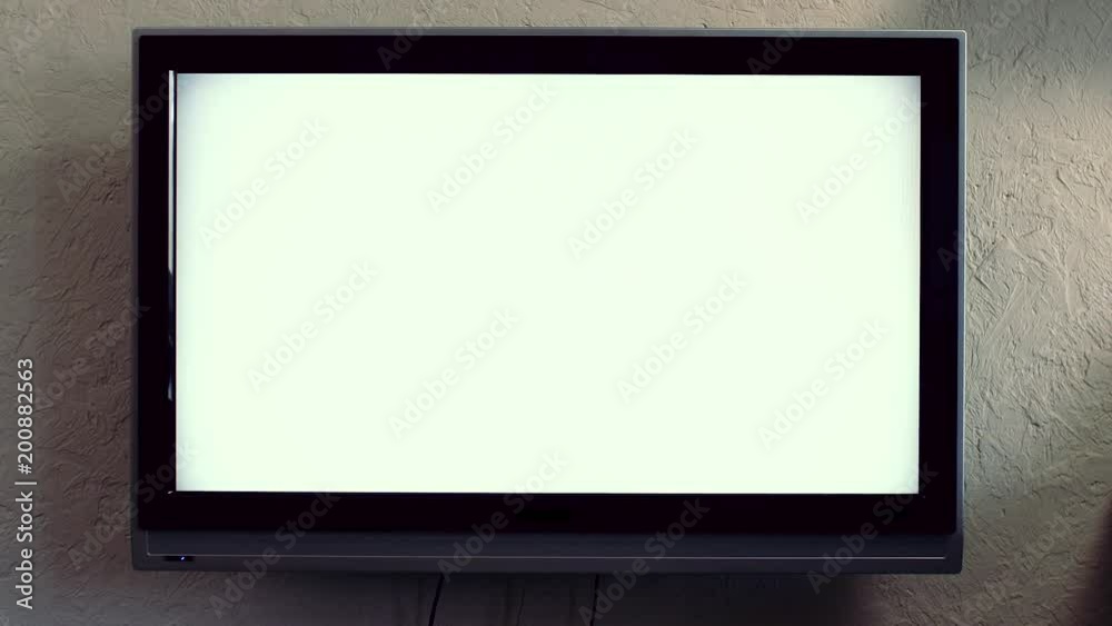 TV screen on wall. Led tv on the wall background with blank television ...