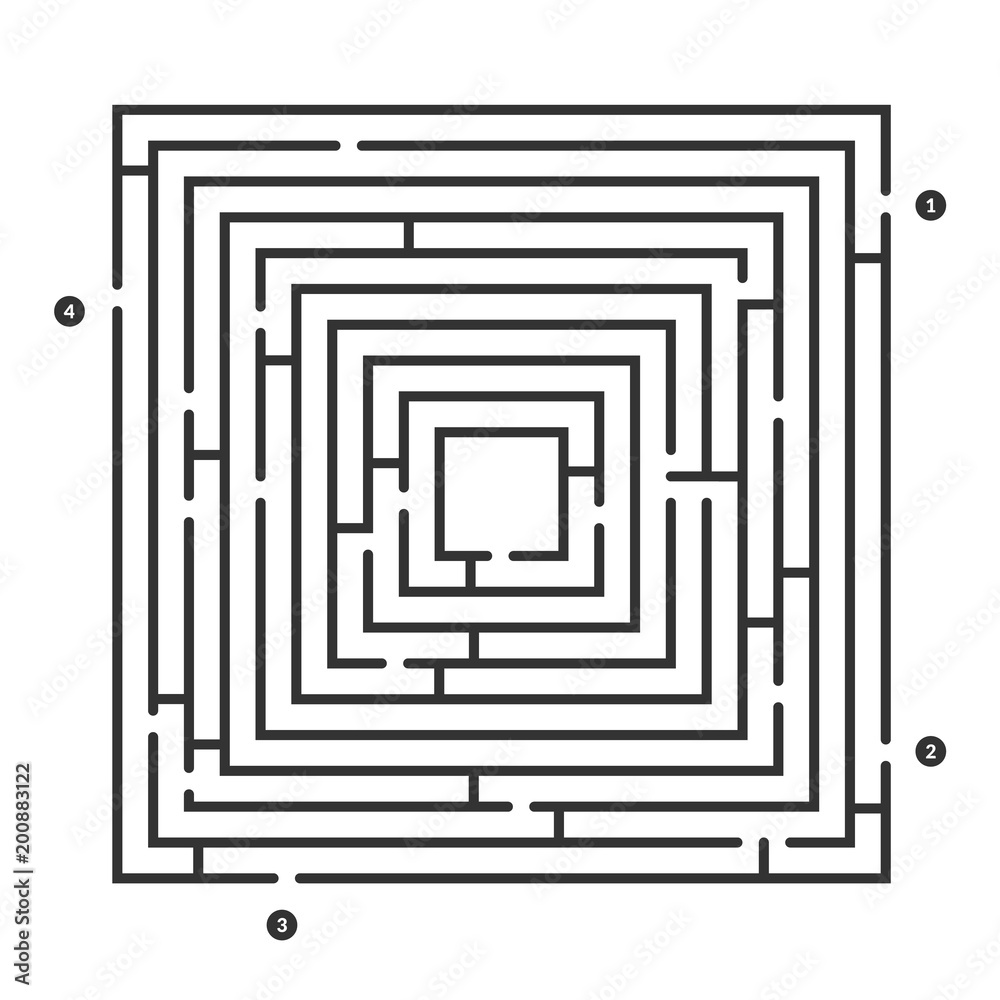 Square maze game isolated on white background Stock Vector | Adobe Stock