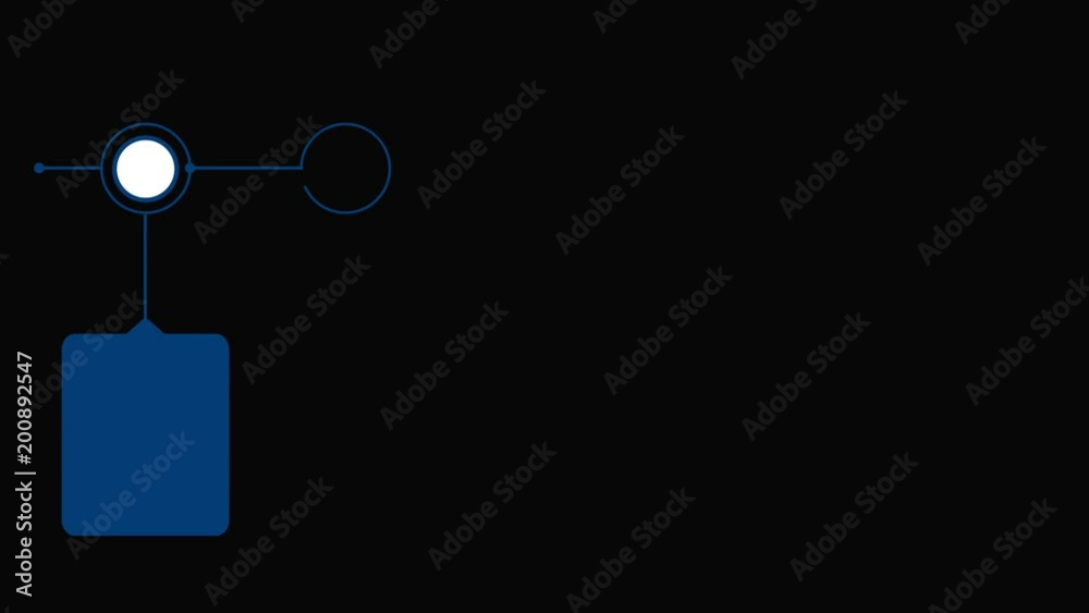 Flowchart diagram with 5 step in blue color. Alpha channel. Motion ...