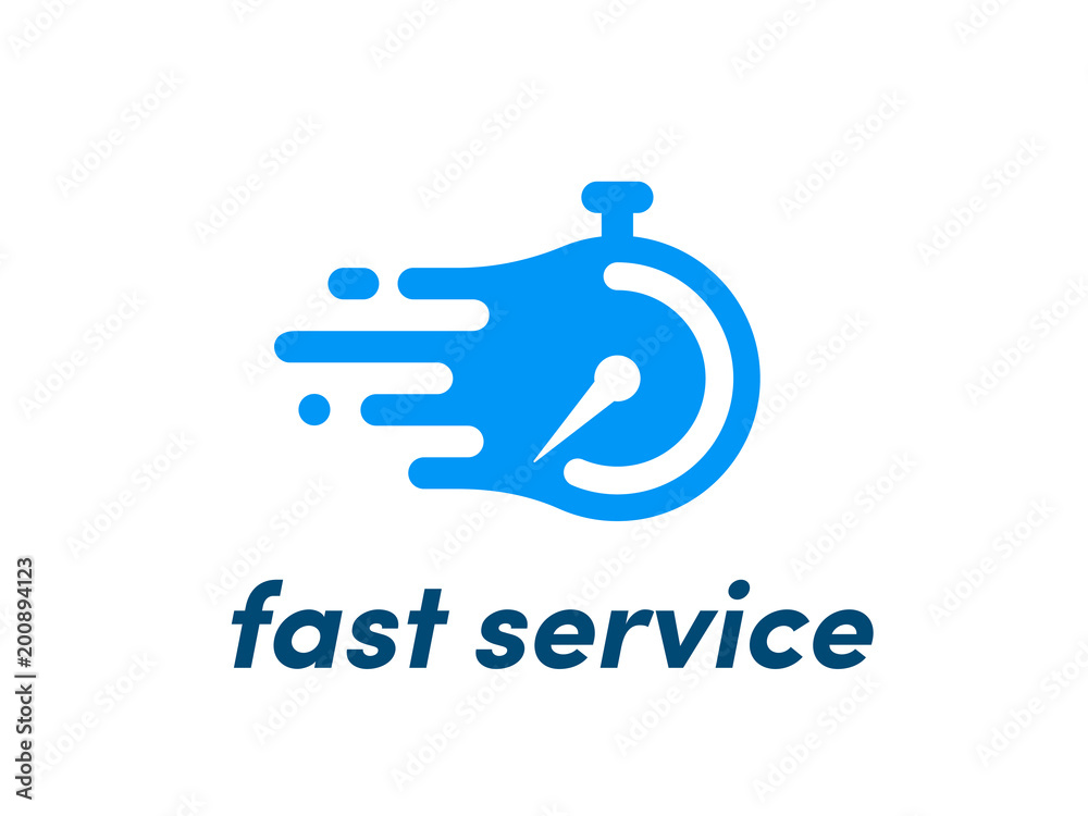 Time clock vector logo fast service stopwatch Stock Vector | Adobe Stock