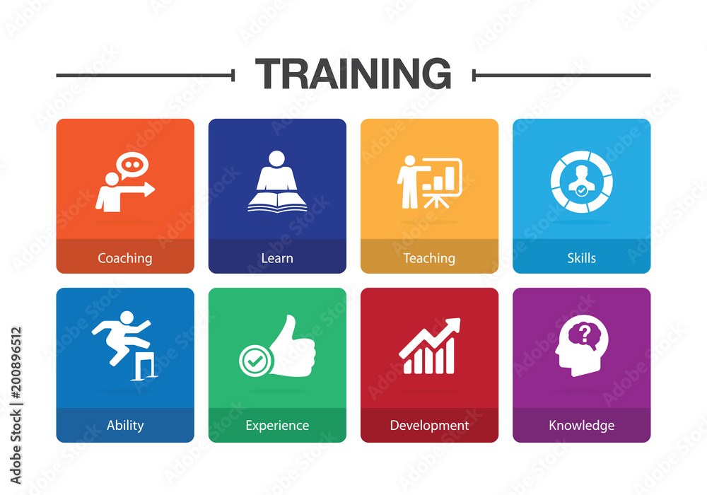 Training Infographic Icon Set Stock Vector | Adobe Stock