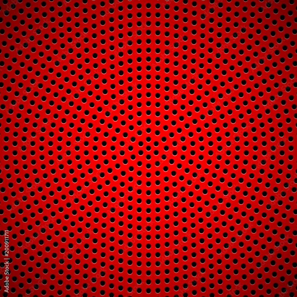 Red abstract technology background with seamless circle perforated ...