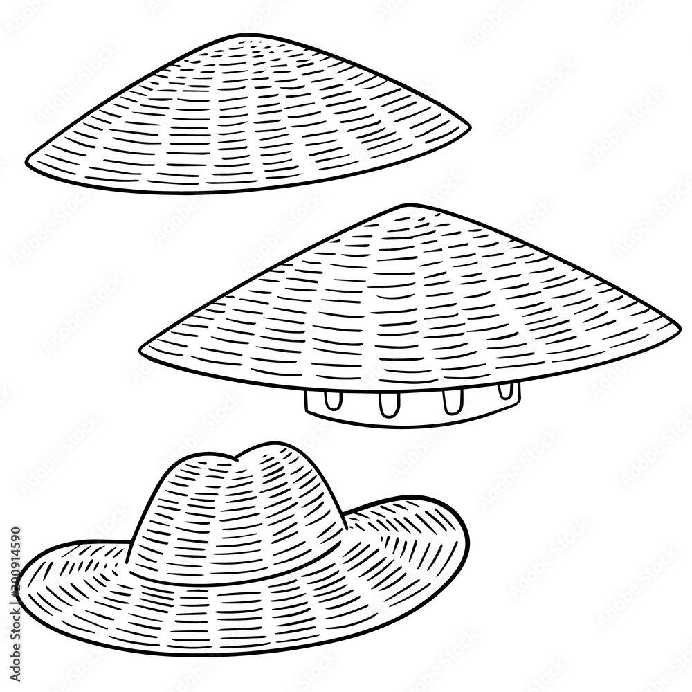vector set of straw hat Stock Vector | Adobe Stock