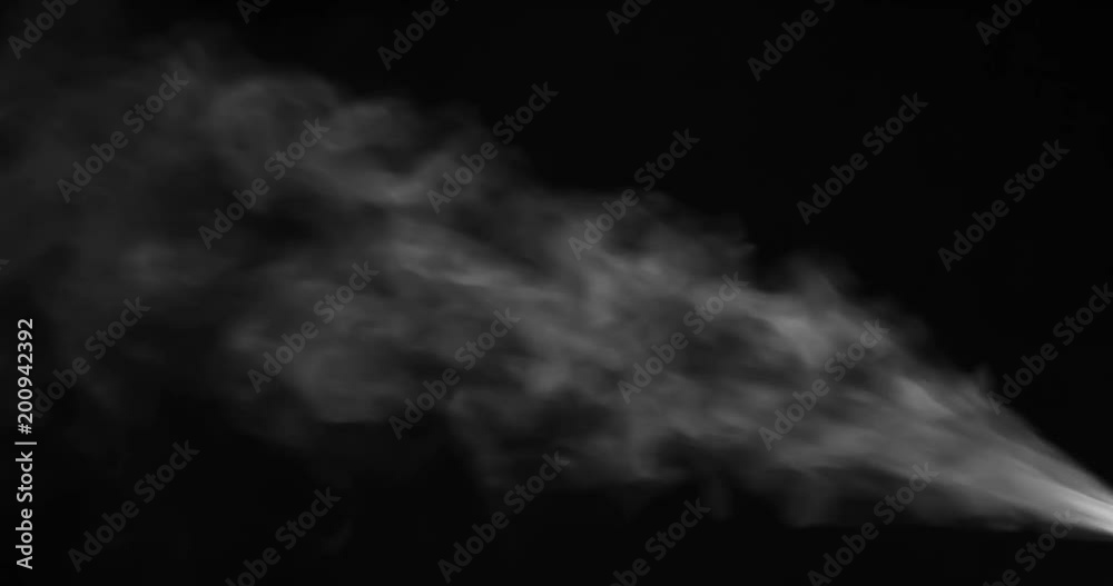 Cold-Steam Stream. The jet of cold white steam shoots from left to ...