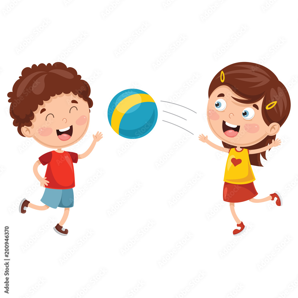 Vector Illustration Of Kids Playing With Ball Stock Vector | Adobe Stock