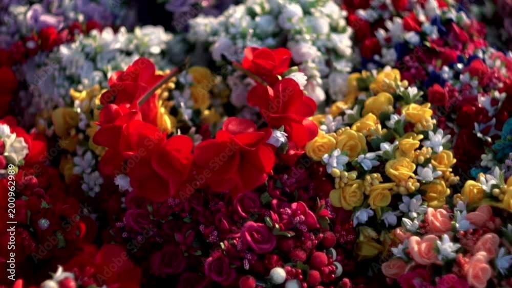 National Ukrainian floral hair wreath in warm sunlight. A symbol of ...