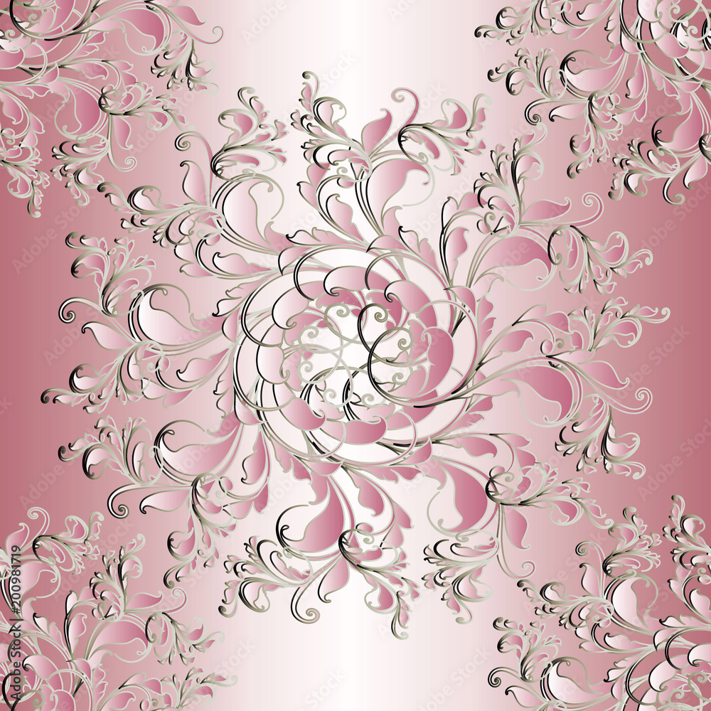Light Pink Vintage Floral Wallpaper