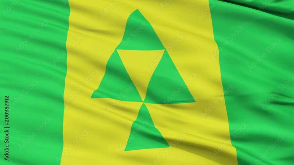 Prince Albert closeup flag, city of Canada, realistic animation ...