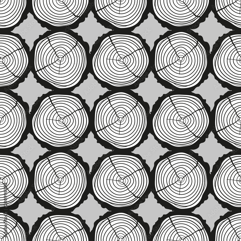 Tree rings. Seamless pattern. Set of tree rings on isolation background ...