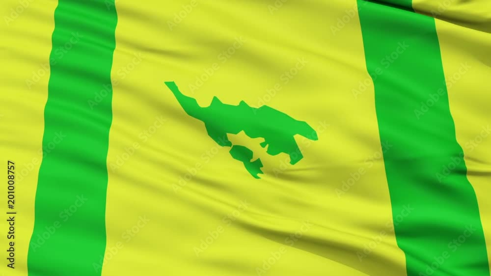 Culebra closeup flag, city of Puerto Rico, realistic animation seamless ...