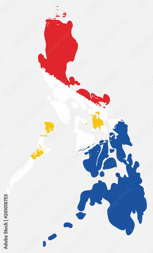 Philippines Flag & Map Vector Hand Painted with Rounded Brush Stock ...