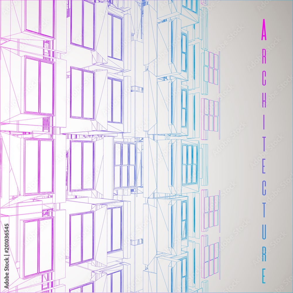 Modern architecture wireframe. Concept of urban wireframe. Wireframe ...