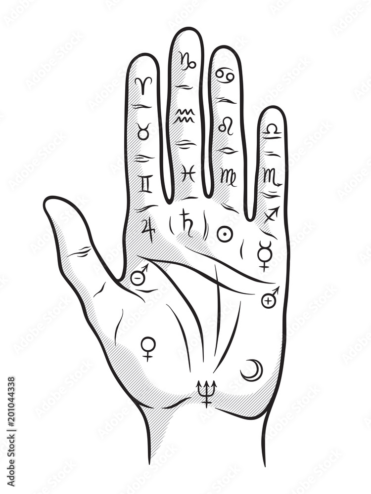 Palmistry Hand Drawing Clipart