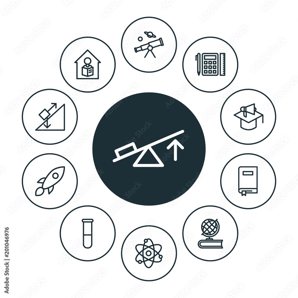 science, education Infographic Circle outline Icons Set. Contains such ...