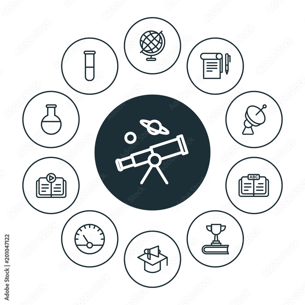 science, education Infographic Circle outline Icons Set. Contains such ...