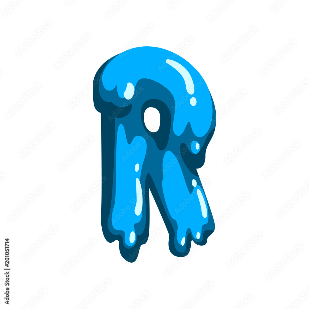 R letter of sweet fruit jelly, glossy, edible liquid font vector ...