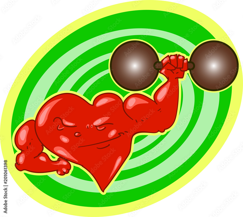 strong heart cartoon style vector illustration. a cartoon style red ...
