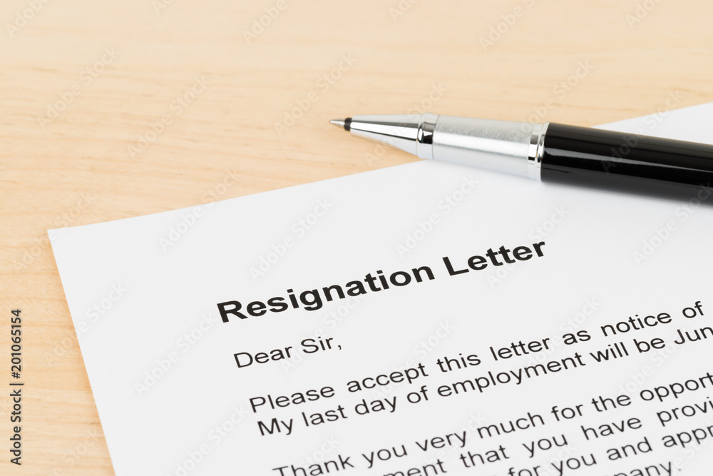 Resignation letter resign with pen Stock Photo | Adobe Stock