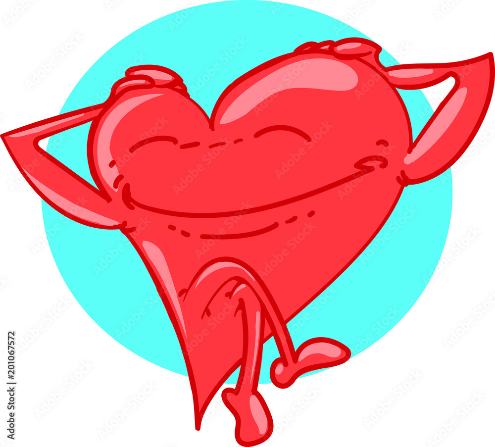 relaxed heart funny cartoon style vector illustration Stock Vector ...
