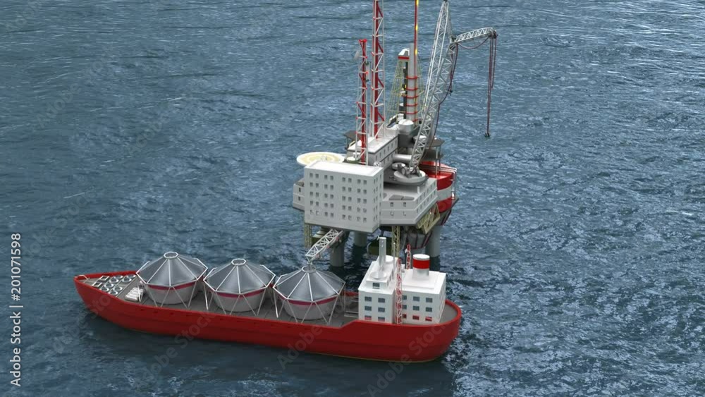 Drilling offshore platform and tanker, 3D animation Stock Video | Adobe ...