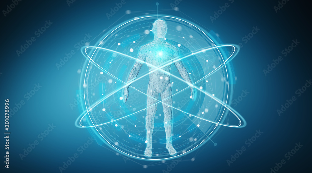 Digital x-ray human body scan background interface 3D rendering Stock ...