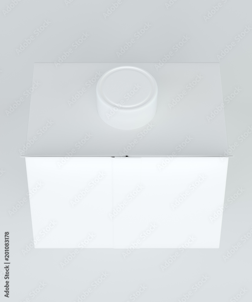 Milk box top view. Carton box with screw cap Mock-up. White clear empty ...
