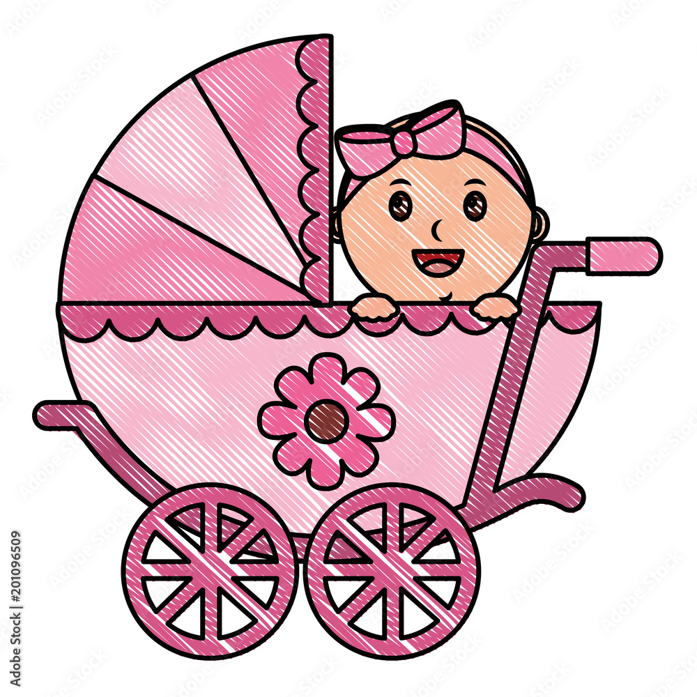 baby girl cart isolated icon vector illustration design Stock Vector ...