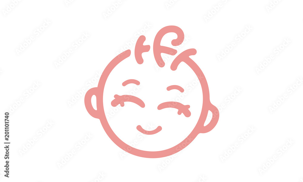 Cute Baby Face with curly hair logo design inspiration Stock Vector ...