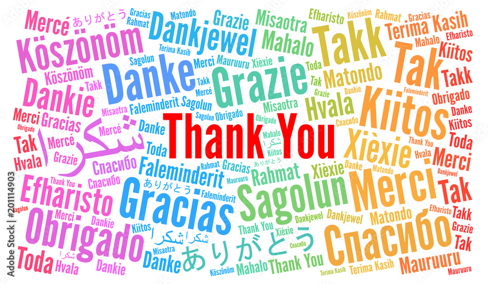 Thank You illustration word cloud in different languages Stock ...
