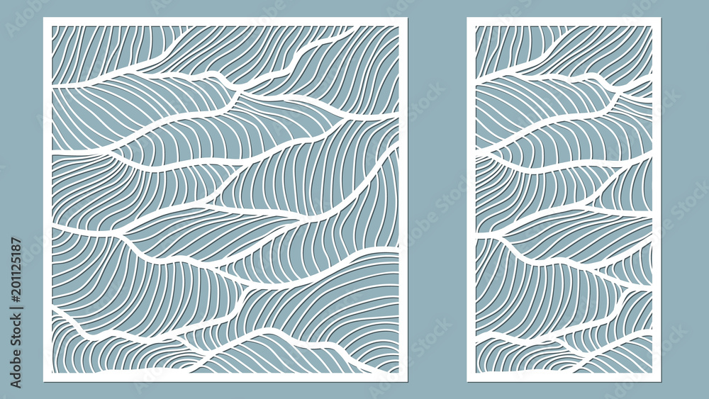 Vector illustration. Decorative panel lines, laser cutting. cut wooden ...