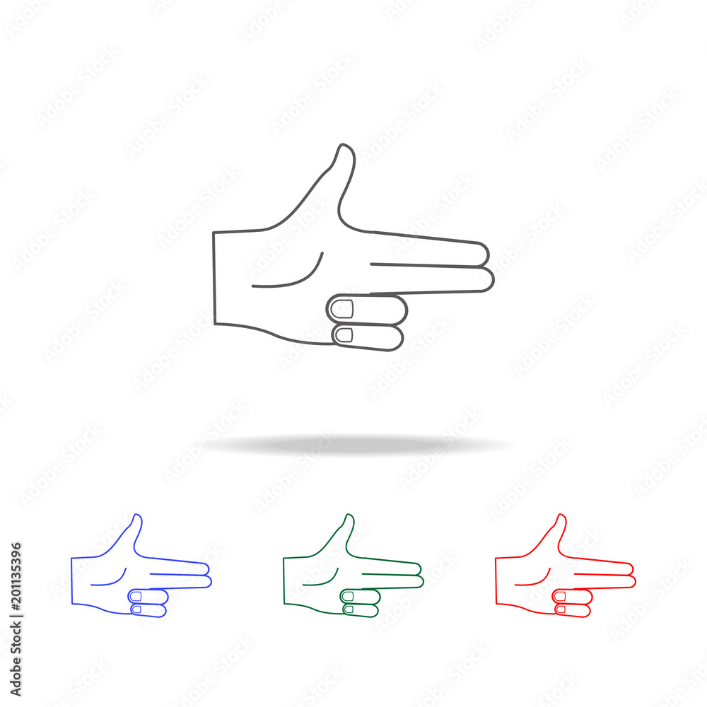 hand sign pistol icon. Elements of hands multi colored icons. Premium ...