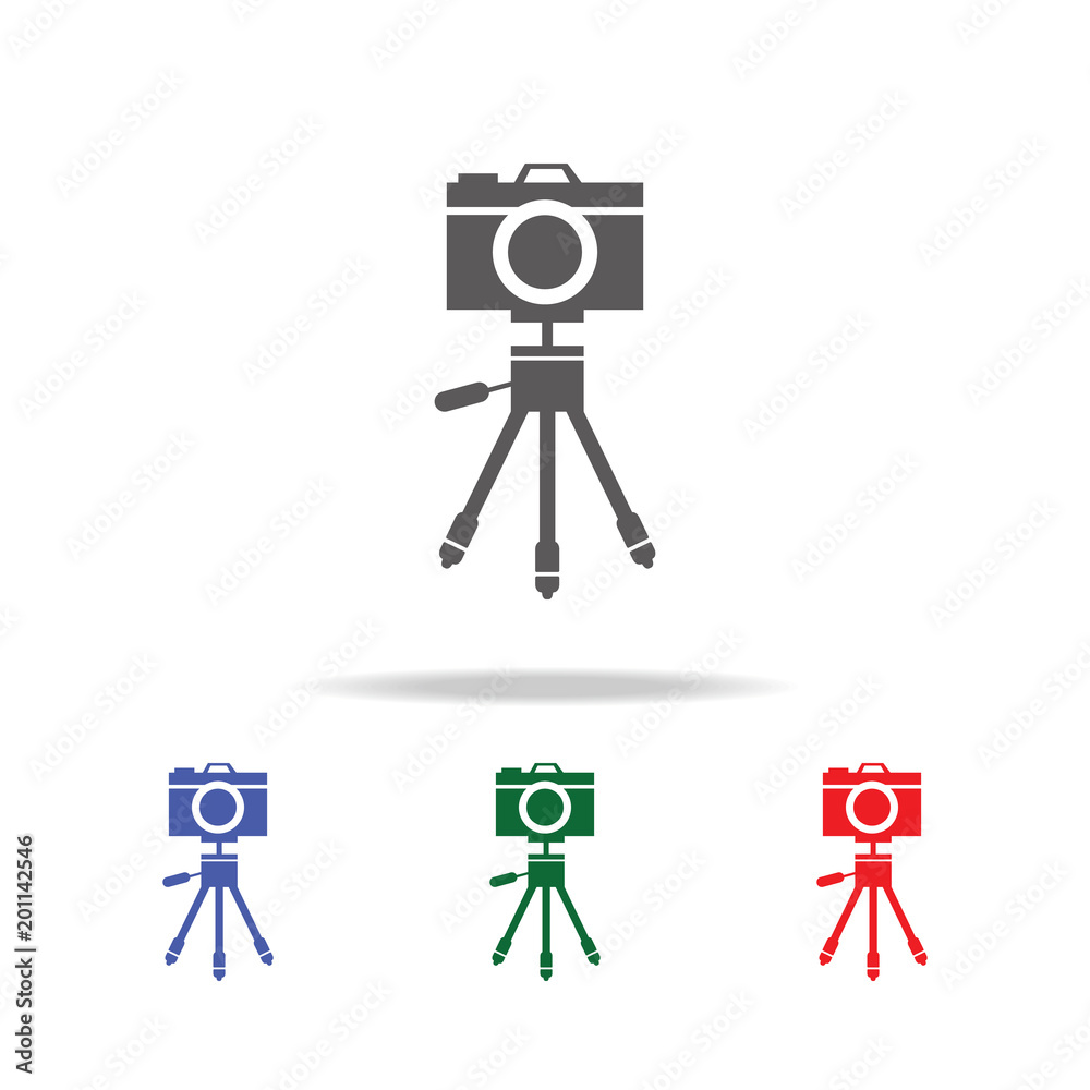 camera on tripod icon. Elements of photo camera in multi colored icons ...