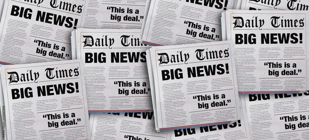 Big News Headlines Newspaper Announcement Background 3d Illustration ...