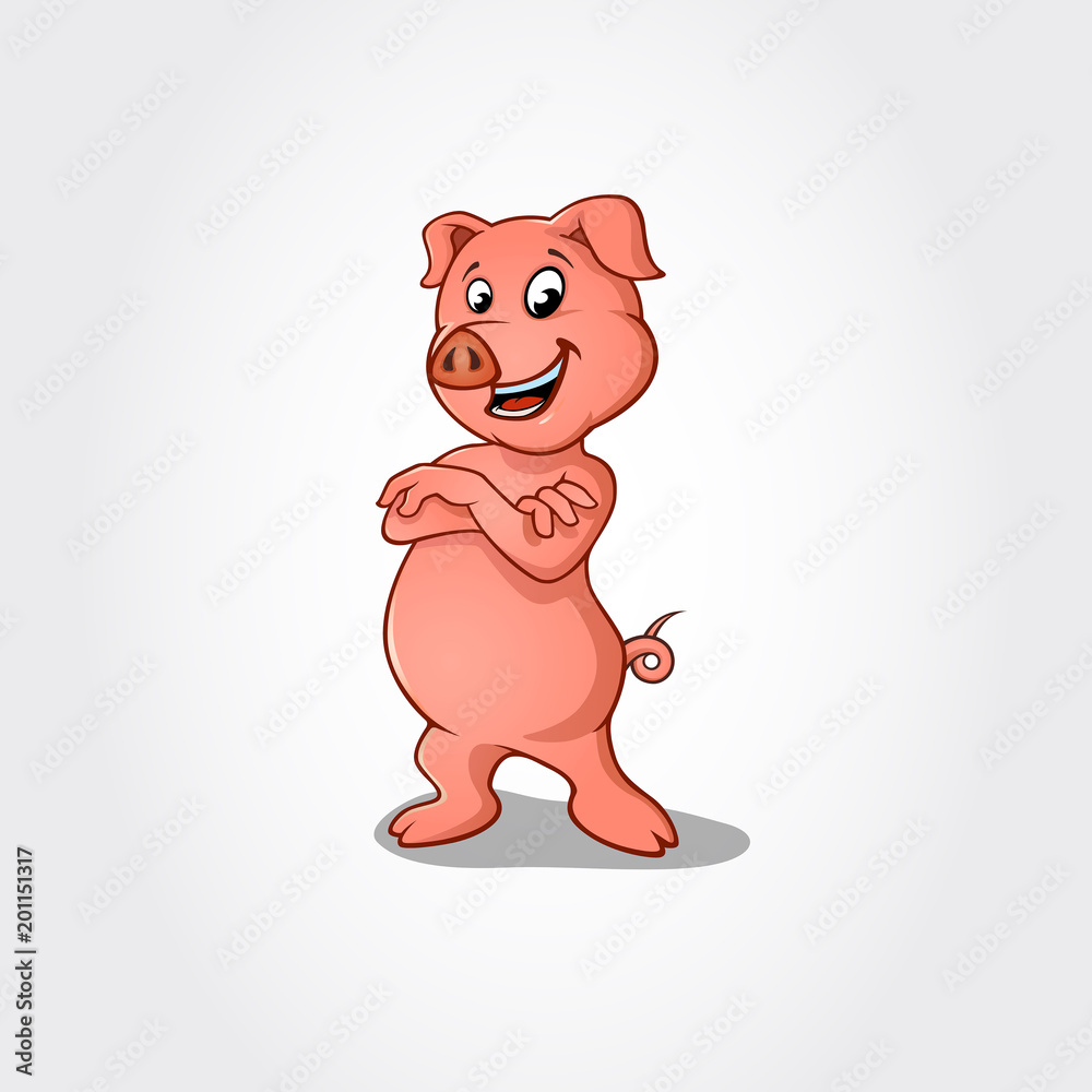 Happy smiling pig cartoon character Stock Vector | Adobe Stock
