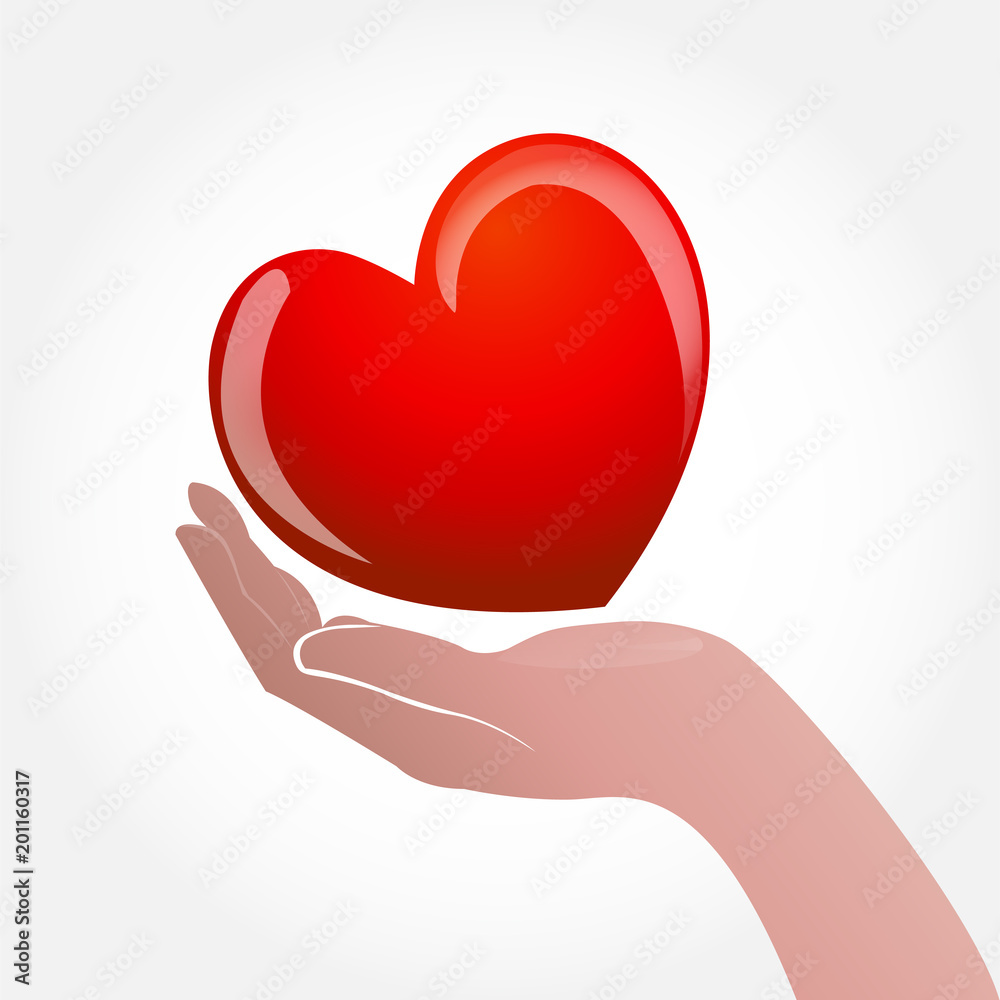 Logo hand caring a heart symbol Stock Vector | Adobe Stock