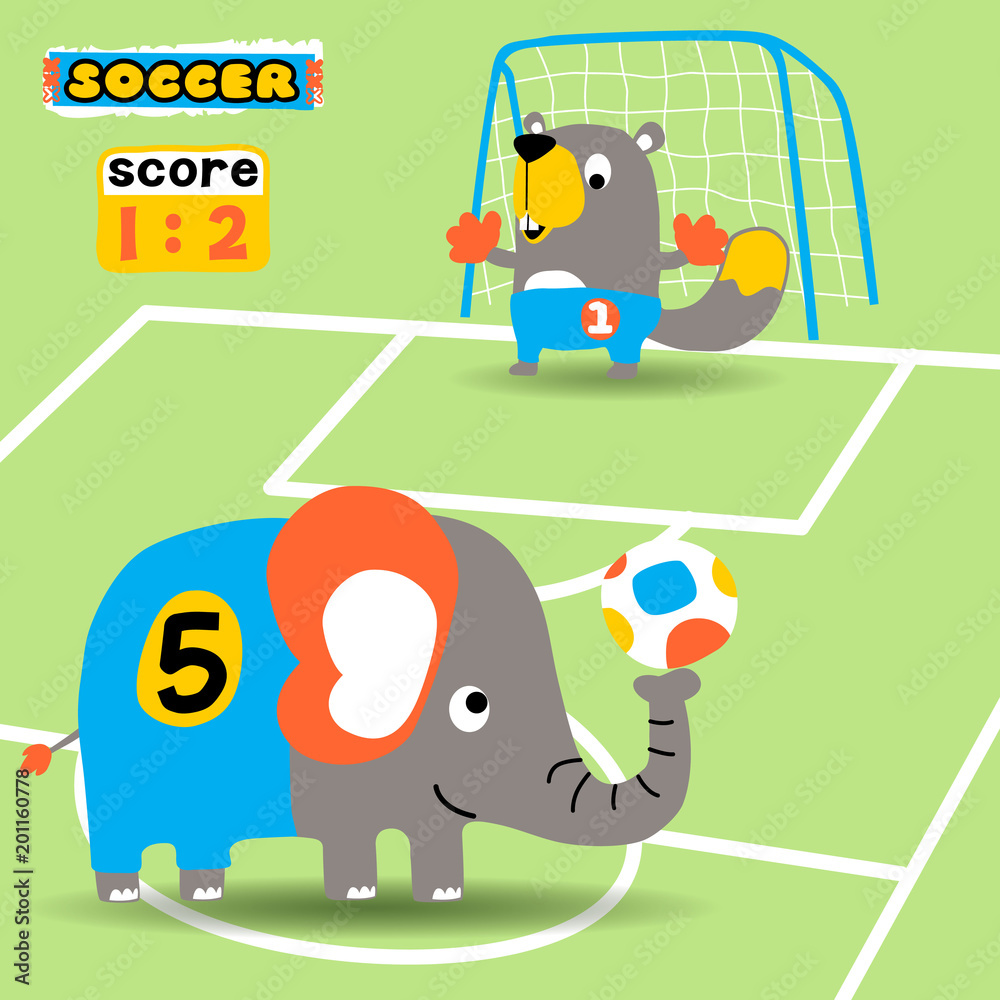 animals soccer league cartoon, vector cartoon illustration Stock Vector ...