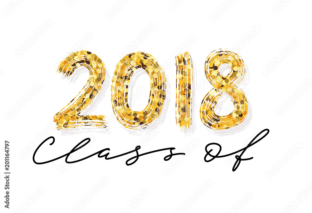 Class of 2018. Hand drawn brush lettering Graduation logo. Modern ...