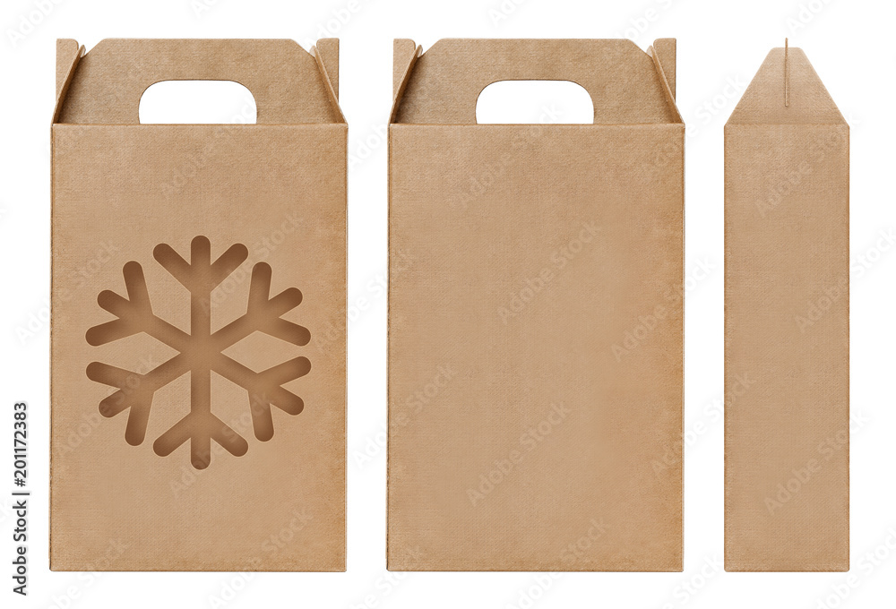Box brown window Ice snow shape cut out Packaging template, Empty kraft ...