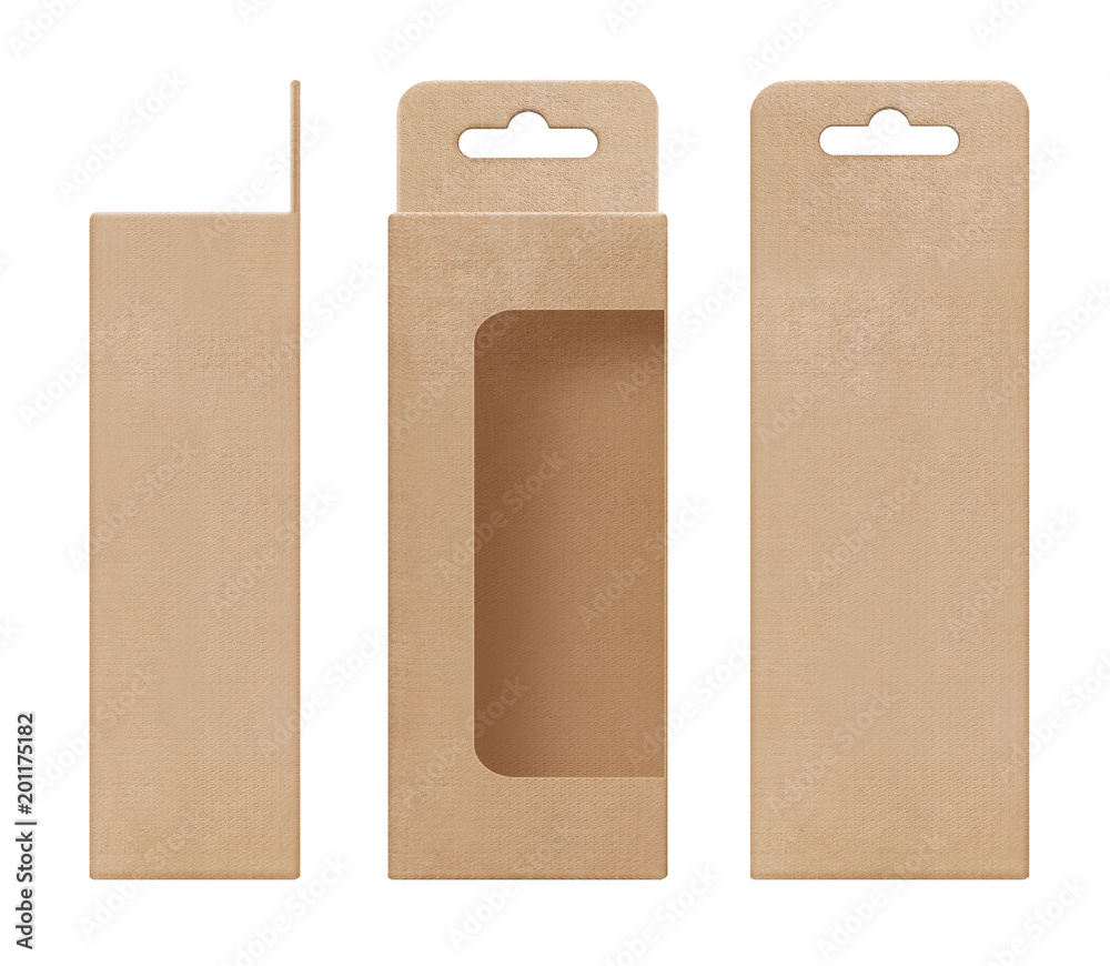 box, packaging, box brown for hanging cut out window shape open blank ...