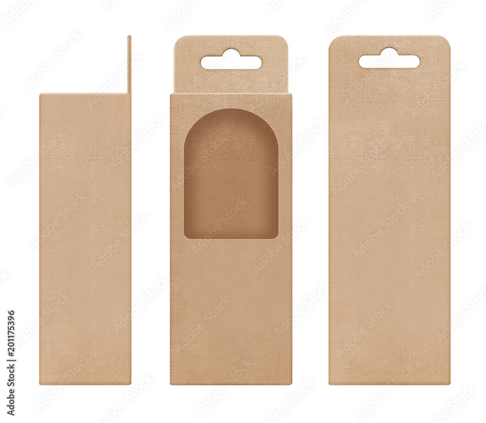 box, packaging, box brown for hanging cut out window shape open blank ...