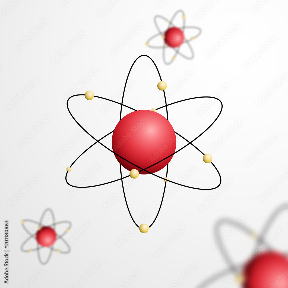 Abstract atom with core and orbits with electrons. Vector illustration ...