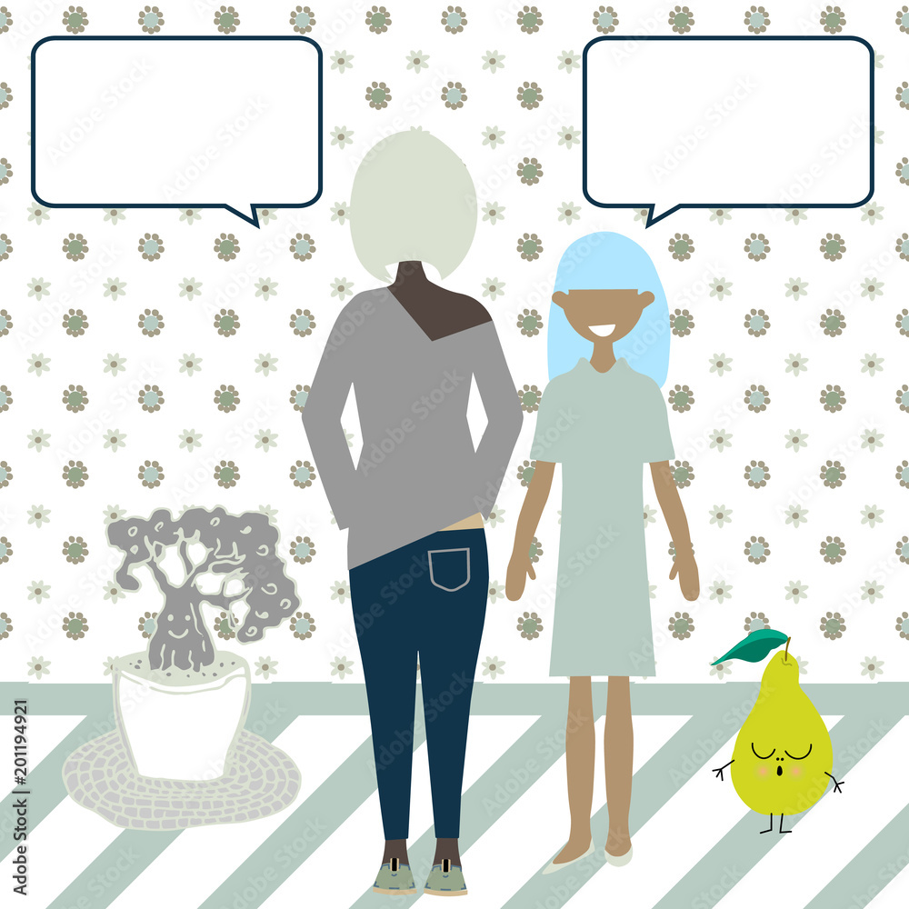 Vector cartoon funny characters speaking Stock Vector | Adobe Stock