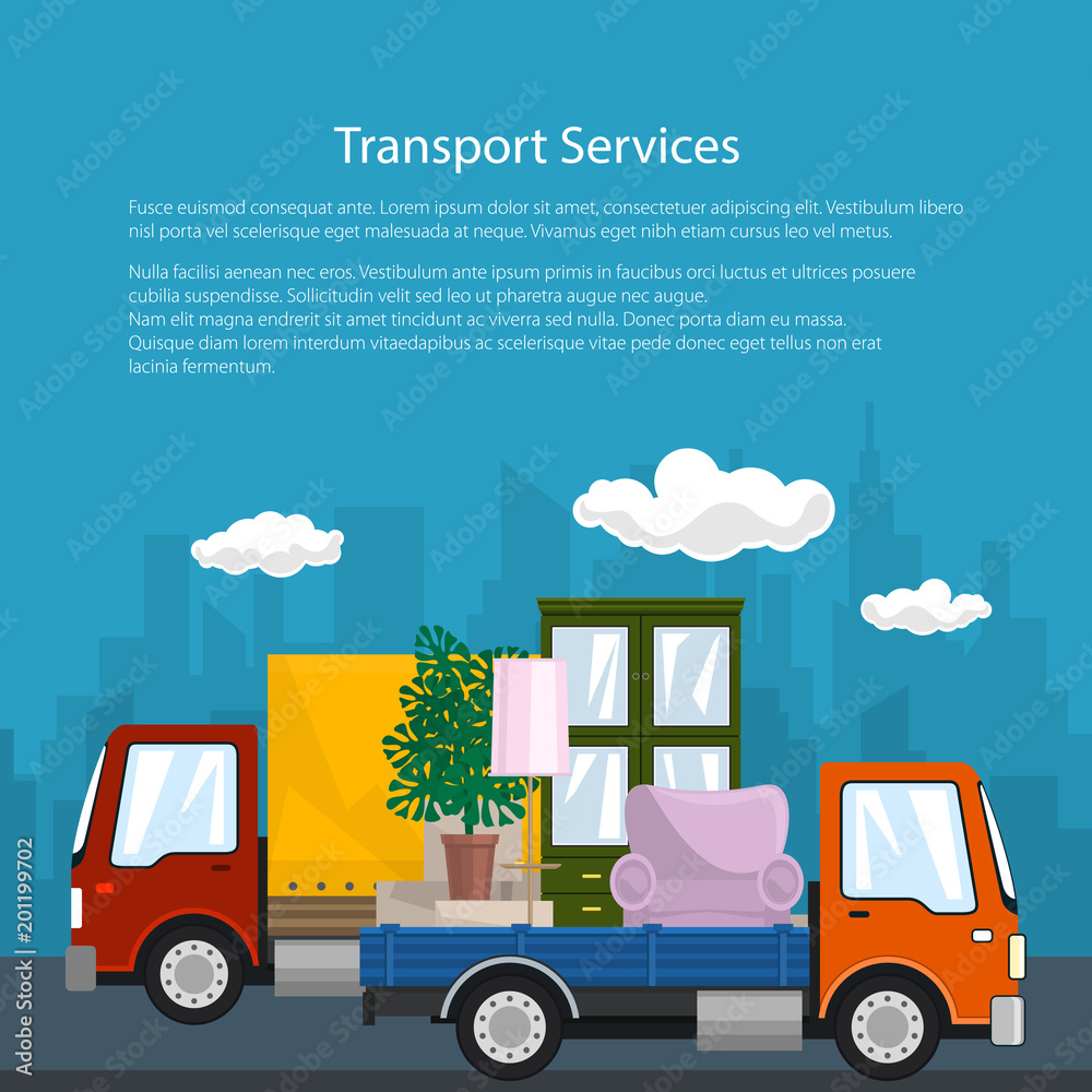 Poster of Road Transport and Logistics, Small Covered Truck and Lorry ...