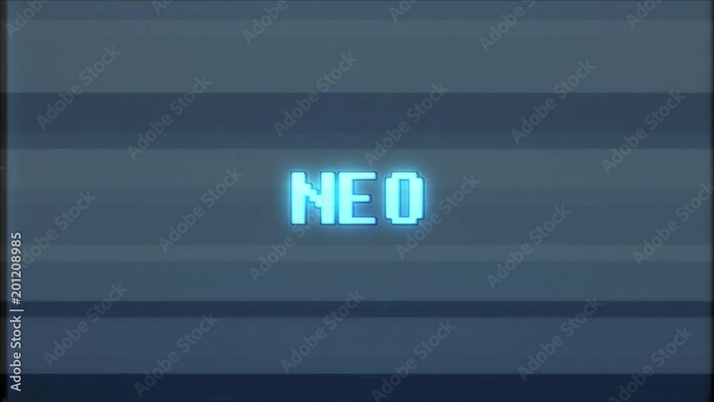 retro videogame NEO word text computer old tv glitch interference noise ...