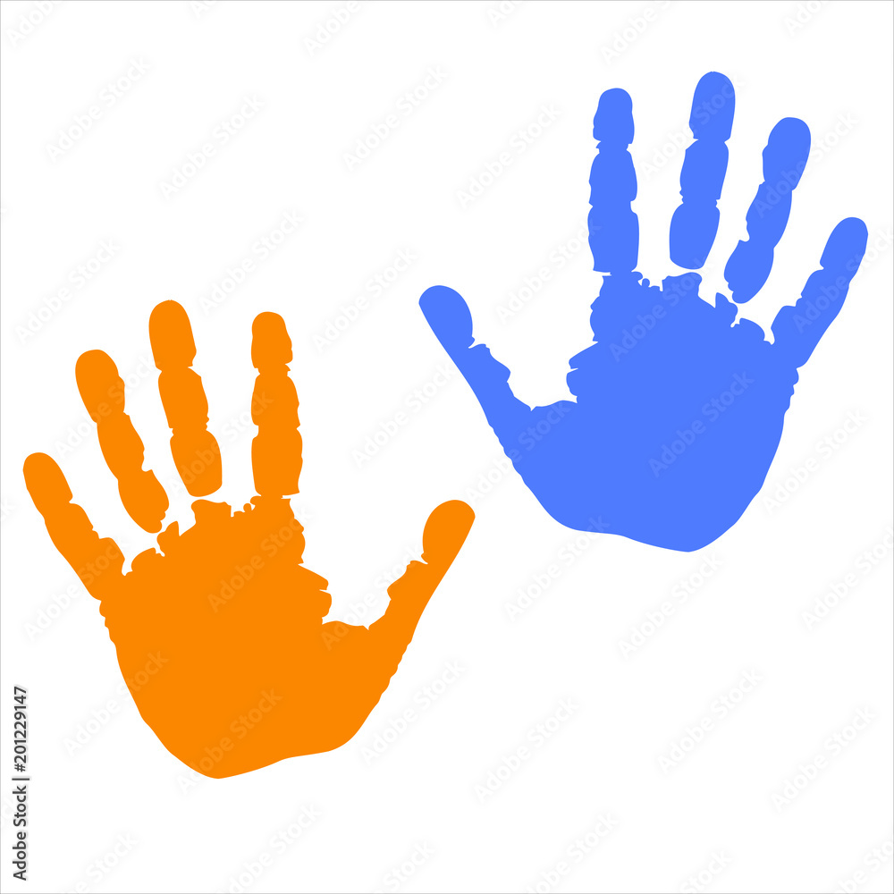 Prints of hands different color icons. Human hands symbol isolated on ...