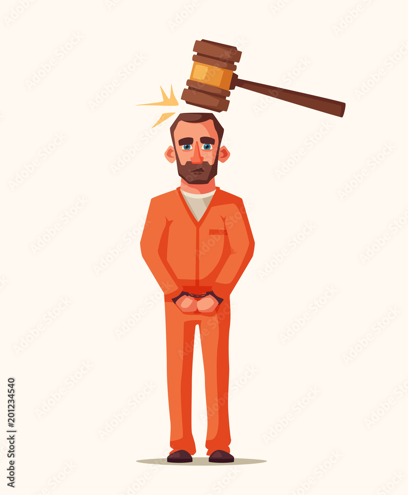 Prisoner in prison. Character design. Cartoon illustration Stock Vector ...