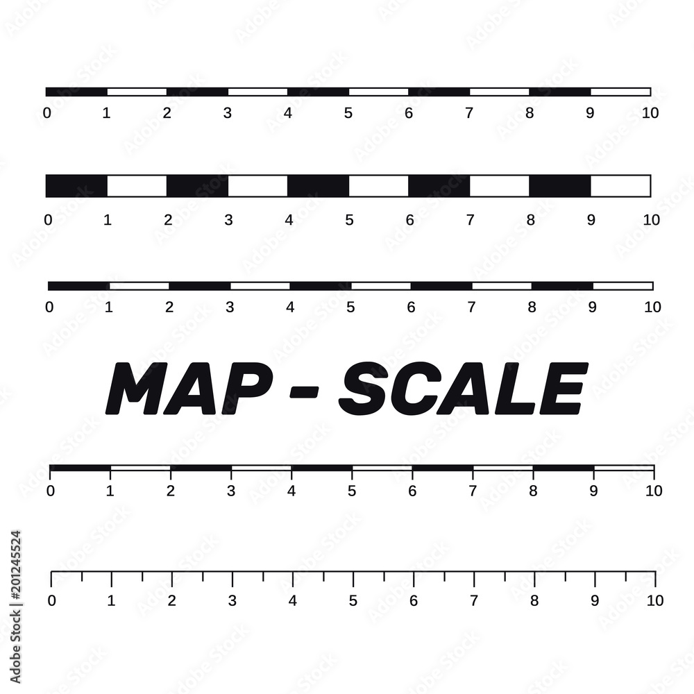 Map scales graphics for measuring distances. Scale measure map vector ...