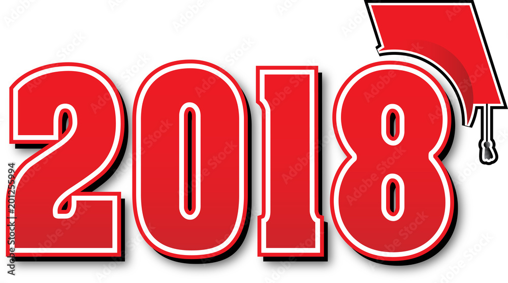 Class of 2018 with Graduation Cap red Stock Vector | Adobe Stock