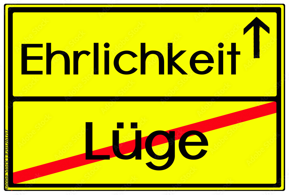 Ehrlichkeit Lüge Ortsschild Ortseingangsschild Stock-Illustration ...